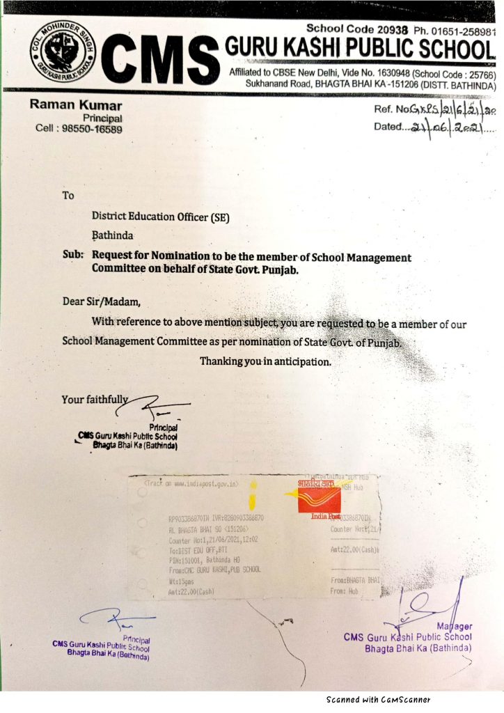 SCHOOL MANAGEMENT COMMITTEE - CMS GURU KASHI PUBLIC SCHOOL